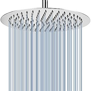 Voolan Rain Shower Head, High Flow Large Rainfall Showerhead Made of All Metal Stainless Steel, Waterfall Body Covering, Universal Wall and Ceiling Mount (12 Inch, Chrome)