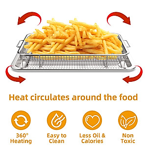 Air Fryer Basket,YEPATER 15.6" x 11.6" Large Oven Air Fryer Basket and Tray,Stainless Steel Non-stick Oven Air Fryer Basket with 30 PCS Parchment Paper,Air Fryer Pan and Crisper Tray for Baking