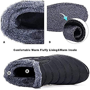 HAVINA Womens Warm Snow Boots Outdoor Fur Lining Winter Shoes Anti-Slip Lightweight Ankle Bootie Black 41