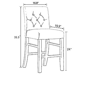 YEEFY 24" Button-Tufted Fabric Barstools Dining Counter Height Side Chairs (Beige, Set of 2)