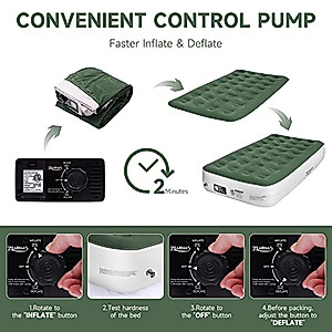 Zearna Twin Air Mattress with Built in Pump 13 Inch Inflatable Mattress for Tent Camping, Home Guest Bed - Adjustable Blow Up Mattress - Easy to Inflate (Twin Size) 75L x 39W x 13T