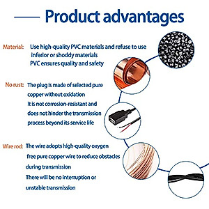 XMSJSIY USB 2.0 Female Pigtail Cable Extension Power Cable 22AWG 5V 3A USB A Socket to 2 Pin Bare Wire Open End Connector for DIY-2 Pcs (0.3M)