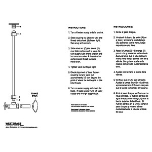 Westbrass D120-07 3/8" x 20" Brass Bullnose Faucet Riser Supply Line, Satin Nickel