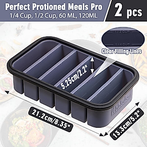 Webake 1/2 Cup Silicone Freezer Tray with Lids, 2 Pack Easy Release Soup Freezer Molds Food Storage Container, Perfect for Meal Prep, Fruits, Soup, Food Storage, Broth, Leftovers