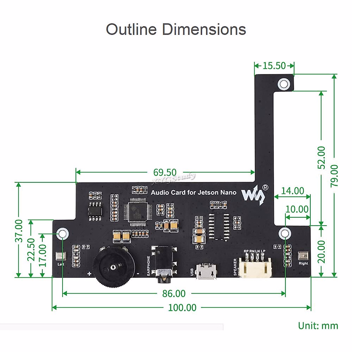 USB Audio Codec for Jetson Nano, USB Sound Card Driver-Free Plug and Play Support Recording and Playback Built-in Microphone and Speaker Header @XYGStudy