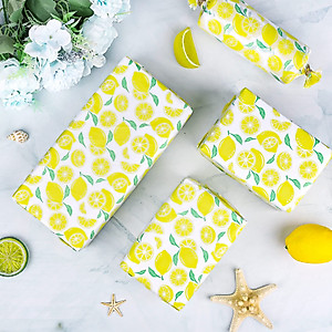 Whaline 100 Sheet Lemon Tissue Paper Spring Summer Lemon Tissue Paper Fruit Wrapping Tissue Paper for Birthday Baby Shower Party Favor Decor Craft Gift Packing Bag Box, 13.8 x 19.7