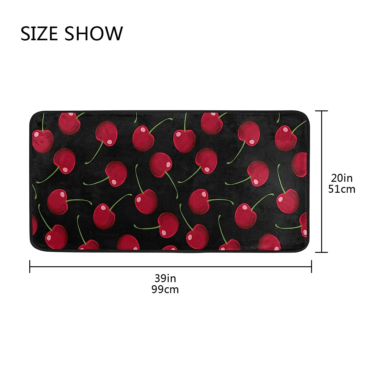 susiyo Kitchen Mat Red Cherries Kitchen Rug Mat Anti-Fatigue Comfort Floor Mat Non Slip Oil Stain Resistant Easy to Clean Kitchen Rug Bath Rug Carpet for Indoor Outdoor Doormat