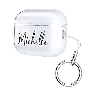 Case Charming Custom Name Case for AirPods Pro 2nd Generation 1st 3rd Clear Personalized with Keychain Carabiner