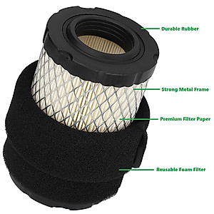 Annolai 796031 594201 Air Filter for BS 590825 591334 John Deer-e D100 D110 D105 D125 D130 D140 MIU14395 Husquvarn-a YTH22V46 YTH24V48 YTA22V46 Lawn Mower with 492932S 492932 Oil Filter