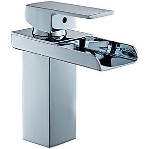 TOPSANTY Kitchen & Bath Fixtures Taps Faucet,Bathroom Basin Single Hole Waterfall Hot and Cold Water Mixer