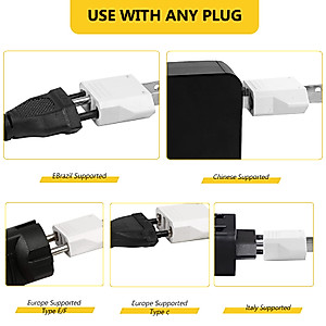 6 Pack European to US Plug Adapter, Travel Small European to American Outlet Plug Adapter, European Plug Adapter to USA Power Converter (White)