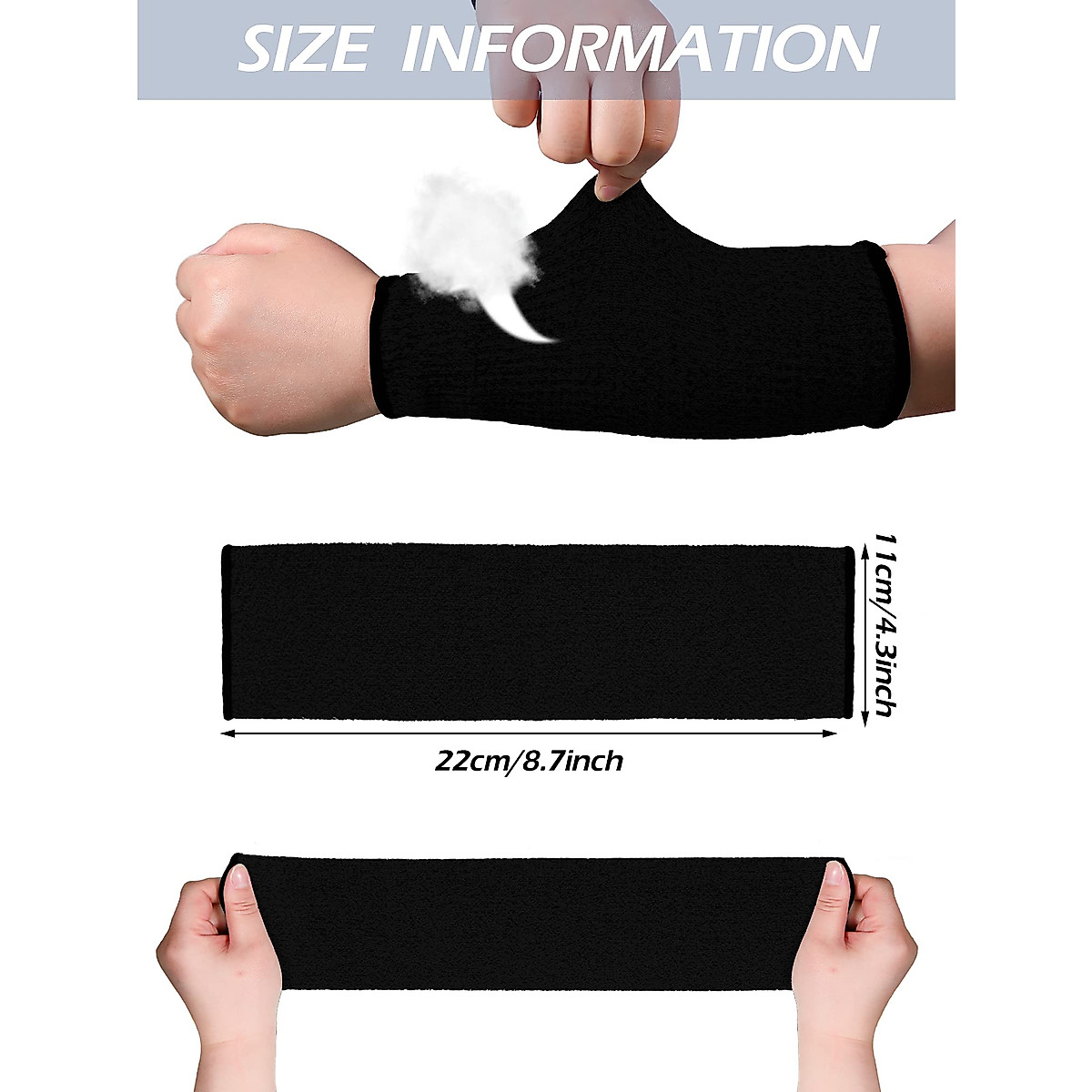 Geyoga 2 Pairs Cut Resistant Sleeves Bite-Proof Arm Protectors Arm Protection Sleeves Guard (Black, 22 cm)