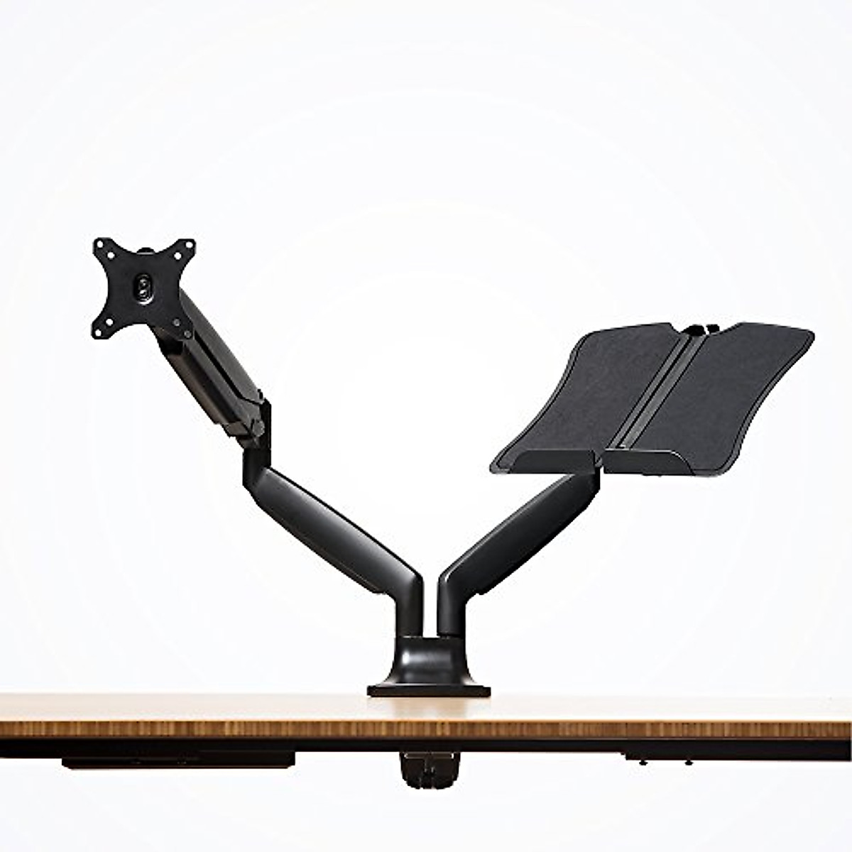 Fully Jarvis Dual Monitor Mounting Arm with Laptop Tray, fits up to 32" Computer Displays (Dual with Laptop Tray, Black)