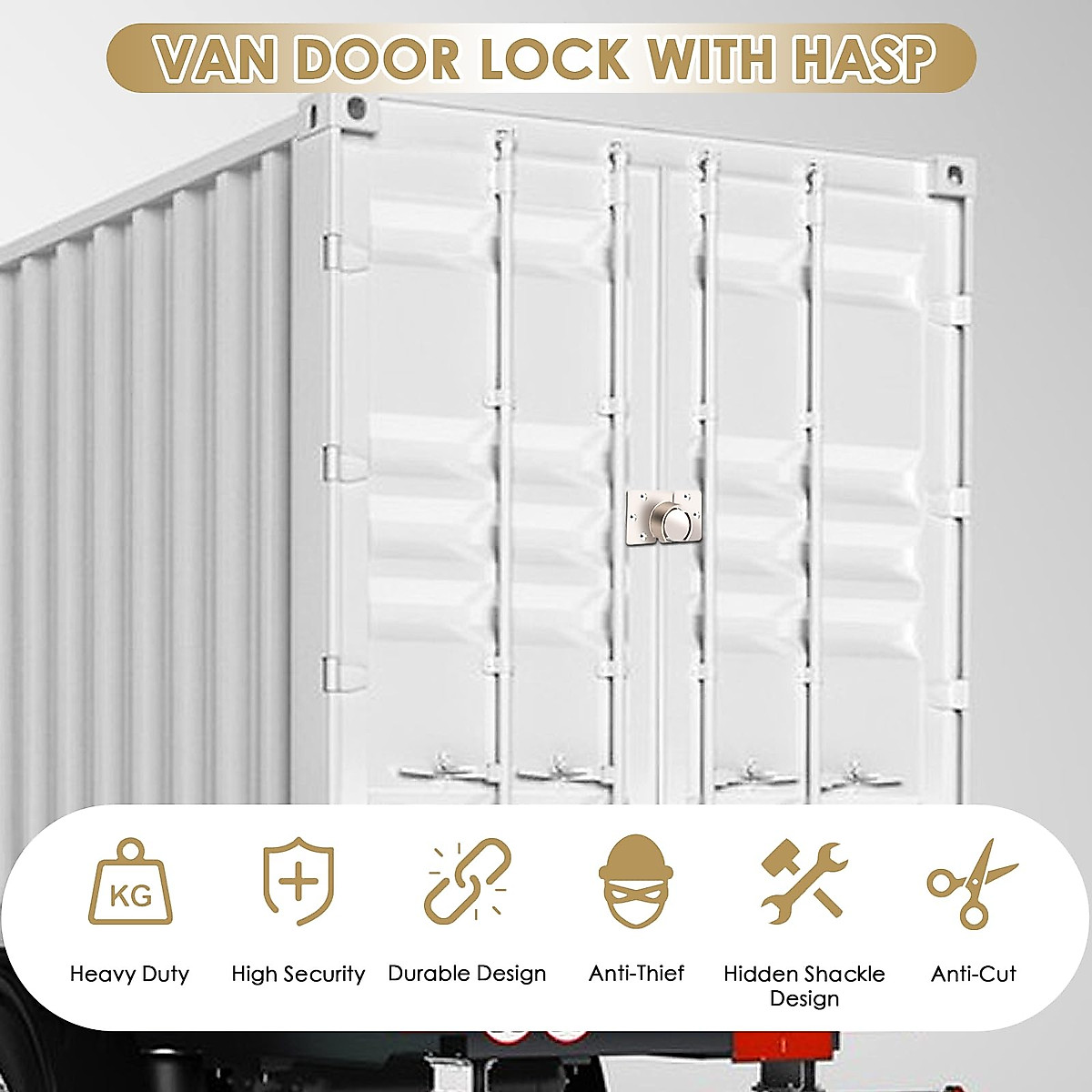 BEVISKkki 2 Pack Hidden Shackle Padlock Heavy Duty Solid Steel Cargo Van Door Locks Anti Theft with Hasp 73MM Puck Lock High Security Garage Shed Door Lock with 4 Keys for Trucks, Gates, Vans,Trailer