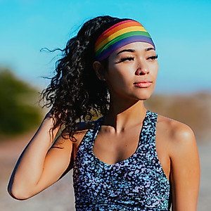 Suddora Rainbow Tapered Headband - for Workout, Sports, and Rainbow Pride Parade