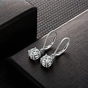 10 Pairs Silver Small Hoop Earrings with CZ Charm for Women-Flawless Cubic Zirconia LeverBack Drop Earrings for Women (10 pairs -CZ)