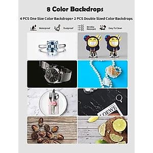 Glendan Light Box Photography, 13"x12" Photo Studio Light Box, Portable Folding Photo Shooting Tent Kit with 112 LED Adjustable Lights CRI >95, 8 Color PVC Backdrops for Small Size Product Photography