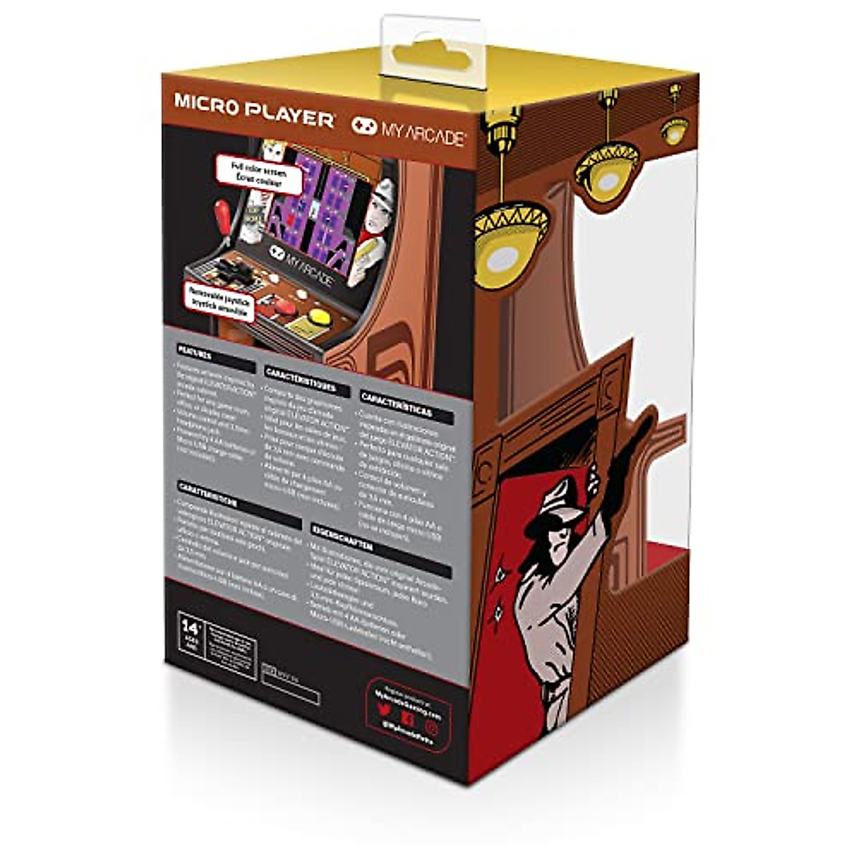 My Arcade Micro Player Mini Arcade Machine: Elevator Action Video Game, Fully Playable, 6.75 Inch Collectible, Color Display, Speaker, Volume Buttons, Headphone Jack, Battery or Micro USB Powered