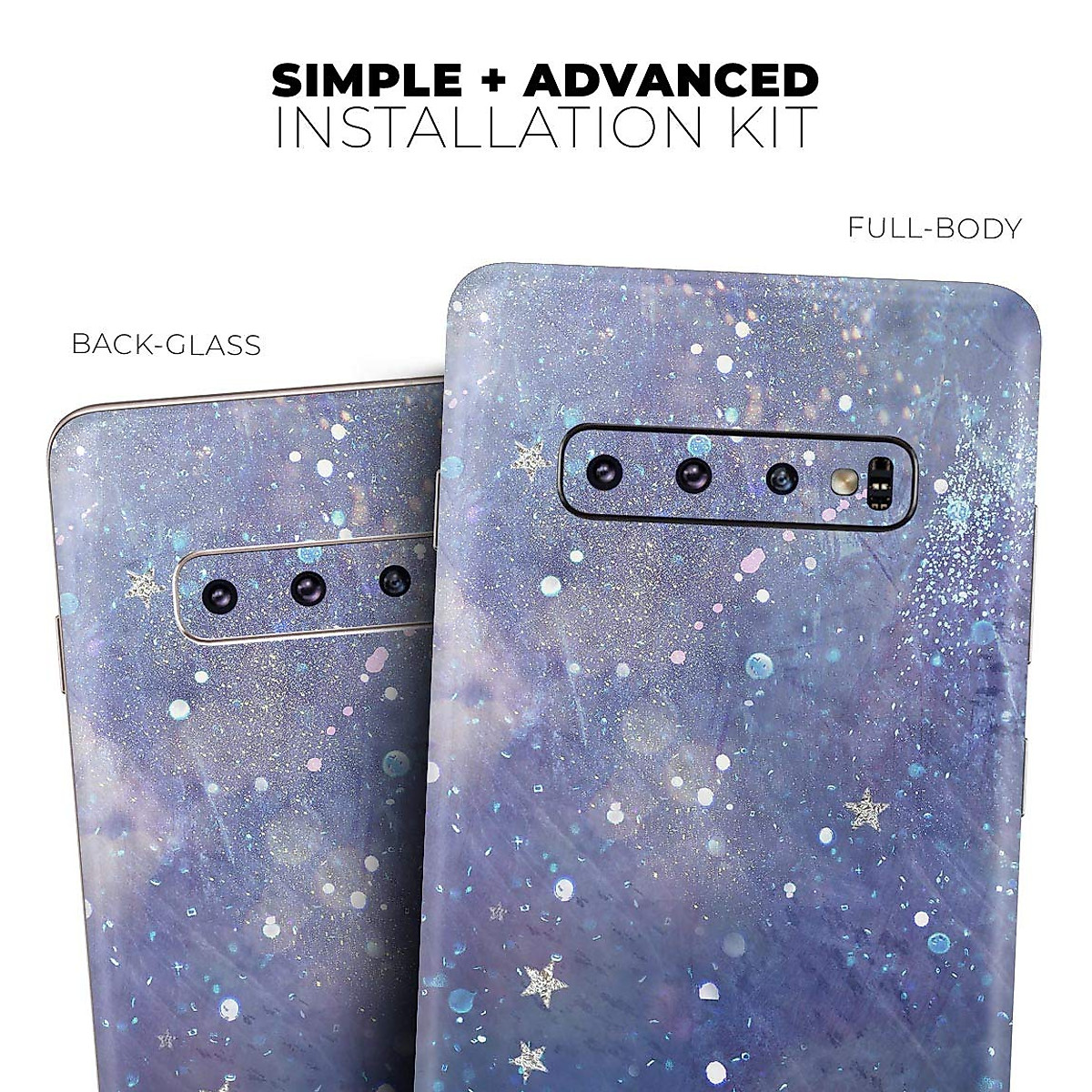 DesignSkinz Abstract Blue Grungy Stars Protective Vinyl Decal Wrap Skin Cover Compatible with The Samsung Galaxy S20 (Screen Trim & Back Glass Skin)