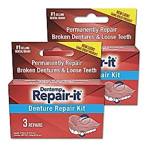 Dentemp Repair Kit - Repair-It Advanced Formula Denture Repair Kit (Pack of 2) - Denture Repair Kit Repairs Broken Dentures - Denture Repair to Mend Cracks & Replace Loose Teeth