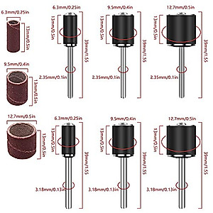 KALIM 132Pcs Sanding Drum Set, 120 Grit Sanding Sleeves with Drum Mandrels, 40Pcs Each Size Drum Sander for Dremel Rotary Tool - 1/4'', 3/8'', 1/2''