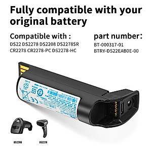 CBQ 3150 mAh BT-000317-01 Replacement Battery for Zebra DS22 DS2278 Series Barcode Scanners,BTRY-DS22EAB0E-00,Li-ion