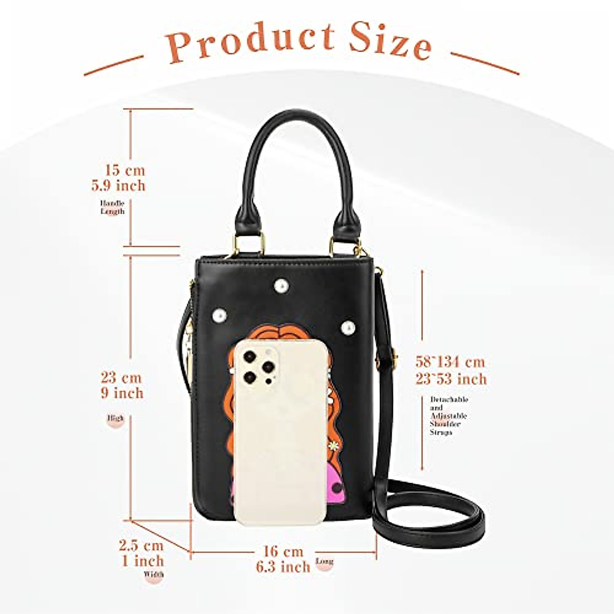GOKTOW Women Quirky Purse,Novelty Lady Face Clutch Purses, Funny Crossbody Bag,PU Handle Satchel Tote Shoulder Bags