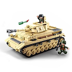 DAHONPA Panzer-Ⅳ Tank Small Army Building Block(543 PCS),WW2 Military Historical Collection Model with 3 Soldier Figures,Toys Gifts for Kid and Adult.