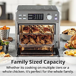 Ariawave Mini 16QT Air Fryer & Toaster Oven, Multifunctional with 15 Presets - Fry, Bake, Roast, Grill, Oil-Free, Compact Design, Inclusive Accessories, 360° Rotisserie Feature