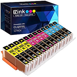 E-Z Ink (TM) Compatible Ink Cartridge Replacement for Canon CLI-251XL CLI 251 to use with PIXMA MX922 IP7220 MG5520 MG5420 IX6820 IP8720 MG7520 MG6320 Printer (4 Cyan, 4 Magenta, 4 Yellow, 12 Pack)