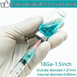 100 Pack 5ml Plastic Syringe with 18 Gauge Needle Lab Supplies, Individually Sealed Packed