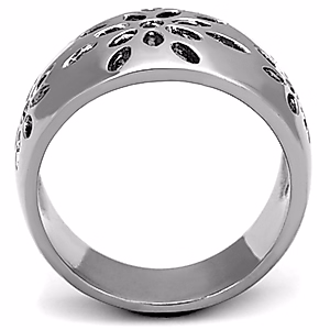 Marimor Jewelry Stainless Steel 316 High Polished Flower Design Fashion Ring Women's Size 10