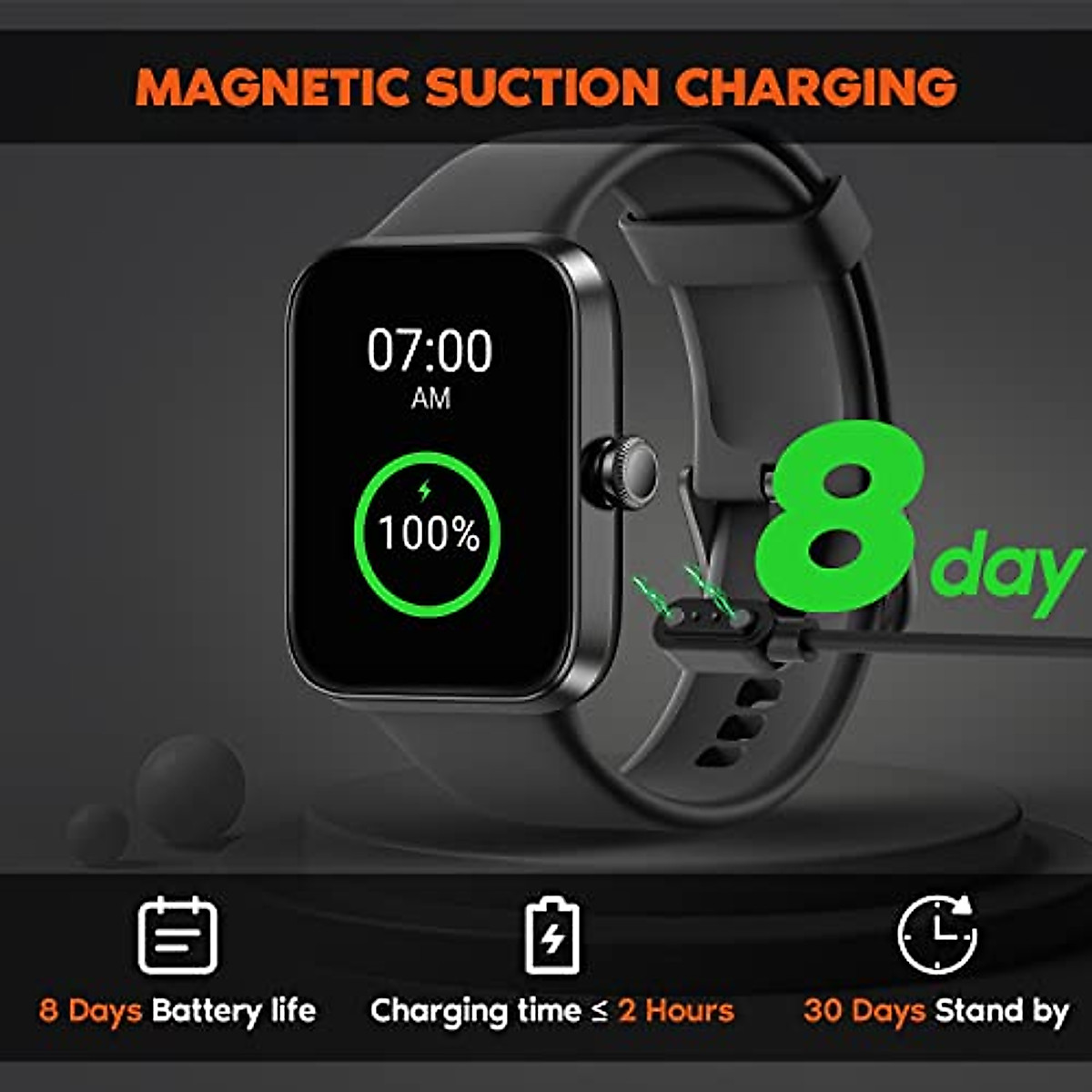 ZOUPPIC 44mm Smart Watch, Fitness Tracker with REM Sleep Track, Heart Rate and Blood Oxygen Monitor, 5ATM Swimming Waterproof, 1.7" Full HD Touchscreen for Men Women Compatible with iPhone & Android