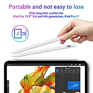 Stylus Pen, Active Stylus Pen Compatible for iOS and Android Touchscreens/Phones, Rechargeable Stylus Pen with Dual Touch Screen, Stylus Pencil for Apple/Android/Samsung Tablet, 16.5CM,White