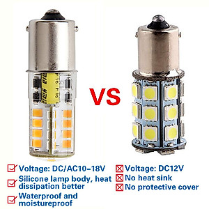 HRYSPN 4PCS BA15S LED Bulb 12V, Waterproof Bulb, 1141 1156 Bayonet Single Contact Base for Landscape RV Camper Interior Marine Boat Trailer Lights, Warm White 3000K