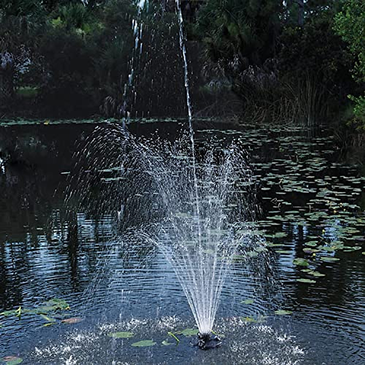 Pond Boss 1/4 HP Floating Fountain with 3 Bright White Lights, 50 Foot Power Cord - and Free Bonus Protective Pump Bag for Trouble-Free Operation.