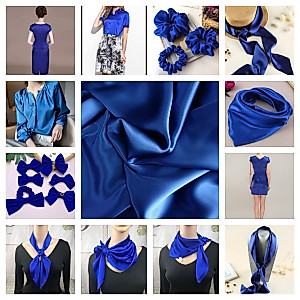 16m/m 100% Mulberry Dressmaking Silk Sewing Silk Charmeuse Fabric Silk 45" Width DIY Silk (Pure Sapphire Blue)