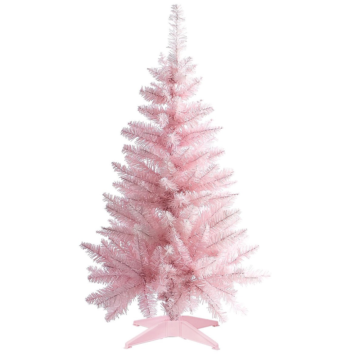 Senjie 3FT Mini Christmas Tree, 160 PVC Branch Tips, Cherry Blossom Pink, Battery Operated