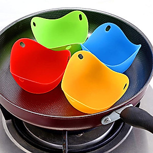 4 Pack Egg Poacher，Poached Eggs Accessory cookware Poached Egg Maker Egg Cups for Air Fryer, Thickened Stable Egg Cooker(red, blue, yellow, green)