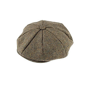 Dents Mens Abraham Moon Tweed 8 Piece Cap - Pewter Grey - Extra Large