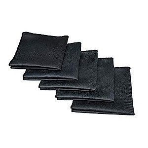 The Rag Company - Diamond Weave Glass & Window - Detailing Towels to Polish Mirrors & Chrome, Snakeskin Like Texture, Lint-Free, Streak-Free, 280gsm, 16in. x 16in, Black (5-Pack)