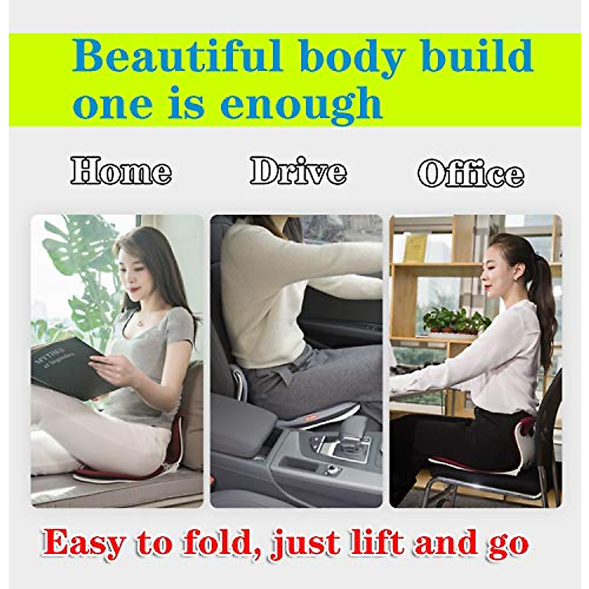 Orthopedic Seat Cushion and Lumbar Support Pillow for Office Chair Memory Foam Car Seat Cushion with Washable Cover Ergonomic Desk Chair Cushion,Gray