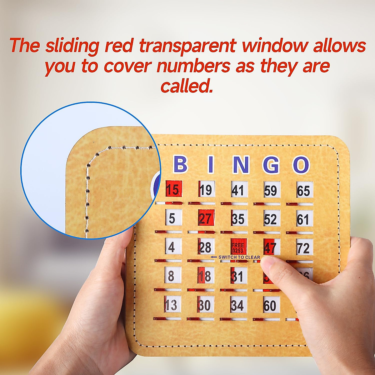 GSE Games & Sports Expert 5Ply Stitched Shutter Bingo Cards, Finger-Tip Shutter Slide Bingo Cards, Easy-Read Large Print Bingo Cardboard with Sliding Windows (10-Pack)