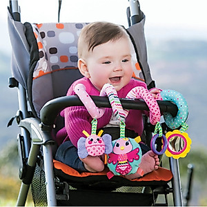 Infantino Stretch & Spiral Activity Toy - Textured Play Activity Toy for Sensory Exploration and Engagement, Ages 0 and Up, Pink Farm