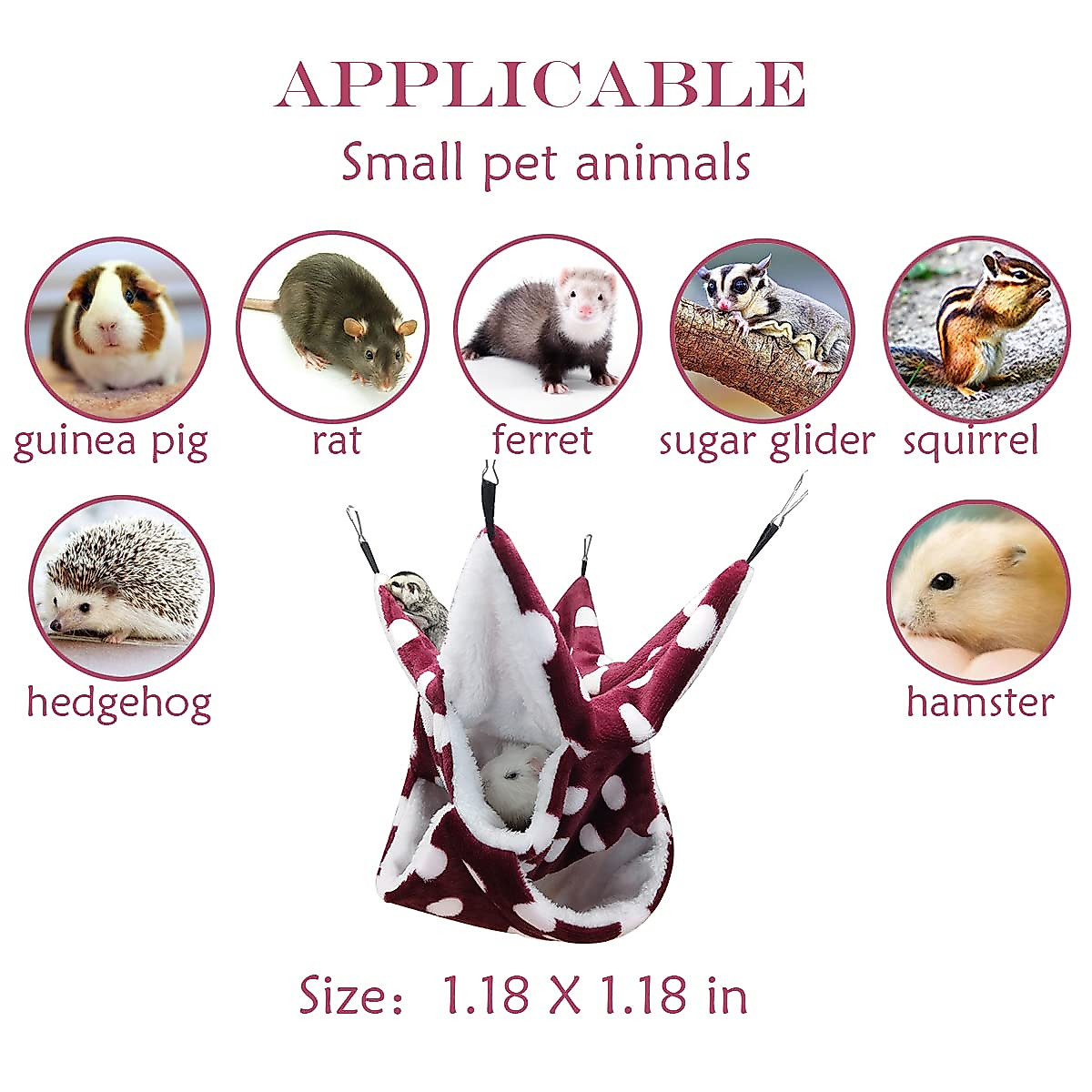 LEFTSTARER Rat Ferret Sugar Glider Cage Hammock Bedding Small Pet Cage Accessories Toy Triple-Layer Hammock Bedding for Hamster Guinea Pig Sugar Glider Rat Ferret Chinchilla Playing Sleeping(Red)