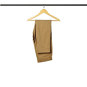 Solid Wood Suit Hangers - 20 Pack - with Non Slip Bar and Precisely Cut Notches - 360 Degree Swivel Chrome Hook - Natural Finish Super Sturdy and Durable Wooden Hangers