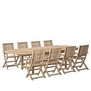 Amazonia Greenville 9 Piece Teak Double Extendable Oval Dining Set