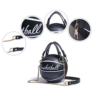 SUKUTU Basketball Shaped Crossbody Bag Purse Women Messenger Tote Handbag Mini PU Round Shoulder Bag for Girls