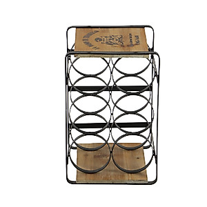 Deco 79 Metal Wood Wine Holder, 10 by 13-Inch