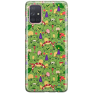 Cavka Phone Case Compatible with Samsung Galaxy A73 A72 5G A71 A54 A52 A42 A34 A32 A14 A11 TPU Bumper Froggies Adorable Shockproof Silicone Clear Durable Froggy Transparent Green Cute Kawaii Frogs